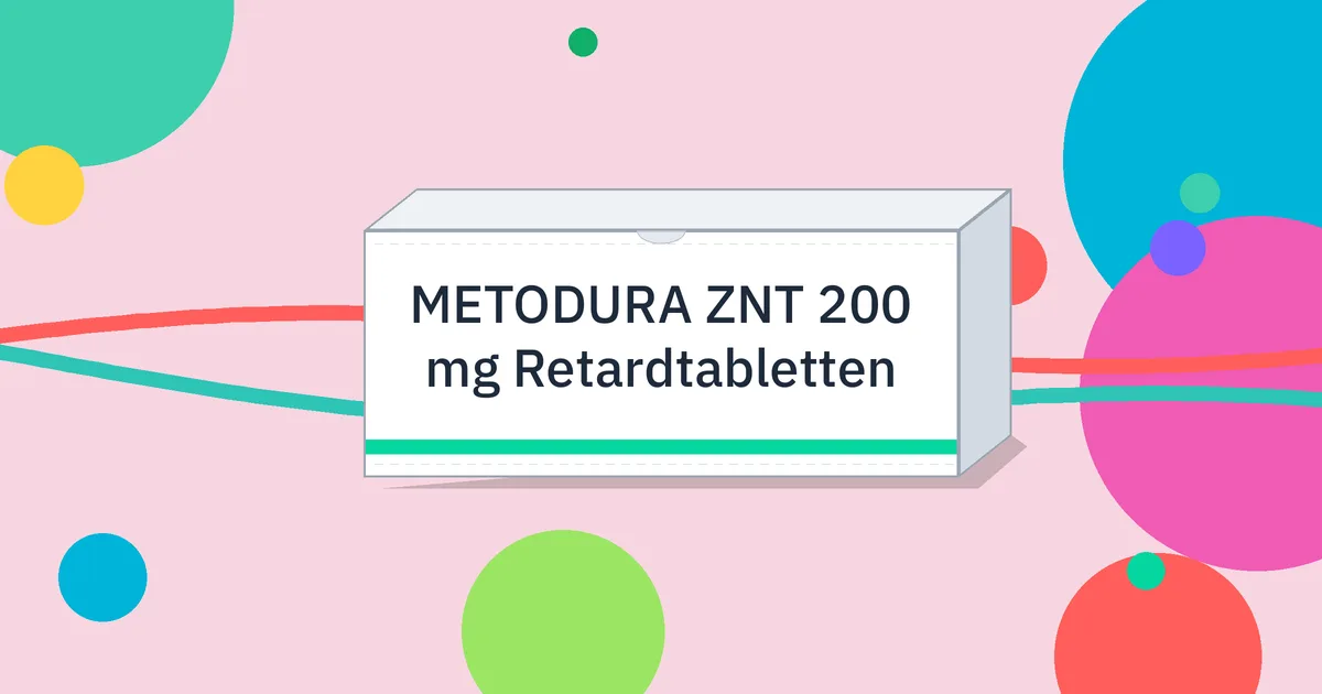 Symbolbild: Packung mit der Aufschrift METODURA ZNT 200 mg Retardtabletten (PZN 03929067) – Verfügbarkeit und Bezug in Apotheken in Frankfurt am Main
