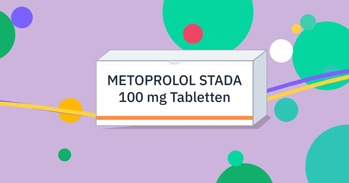 Symbolbild: Packung mit der Aufschrift METOPROLOL STADA 100 mg Tabletten (PZN 03722573) – Verfügbarkeit und Bezug in Apotheken in Frankfurt am Main