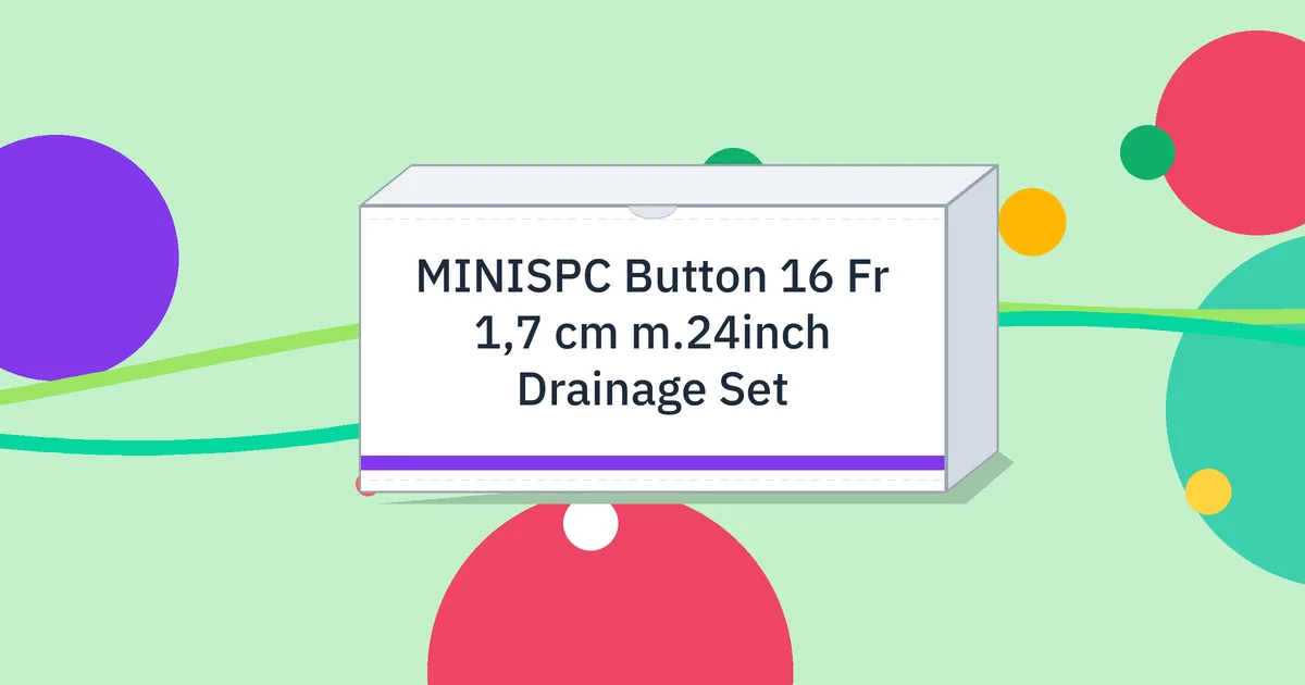 Symbolbild: Packung mit der Aufschrift MINISPC Button 16 Fr 1,7 cm m.24inch Drainage Set (PZN 20821940) – Verfügbarkeit und Bezug in Apotheken in Frankfurt am Main