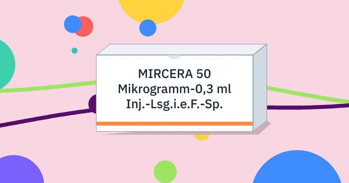Symbolbild: Packung mit der Aufschrift MIRCERA 50 Mikrogramm-0,3 ml Inj.-Lsg.i.e.F.-Sp. (PZN 12397988) – Verfügbarkeit und Bezug in Apotheken in Frankfurt am Main