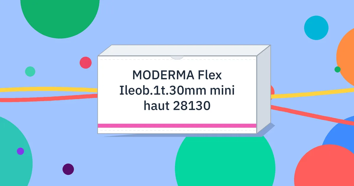 Symbolbild: Packung mit der Aufschrift MODERMA Flex Ileob.1t.30mm mini haut 28130 (PZN 00207310) – Verfügbarkeit und Bezug in Apotheken in Frankfurt am Main