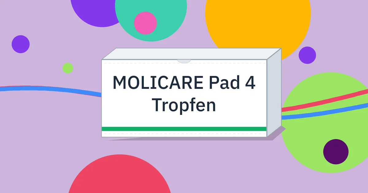 Symbolbild: Packung mit der Aufschrift MOLICARE Pad 4 Tropfen (PZN 14029208) – Verfügbarkeit und Bezug in Apotheken in Frankfurt am Main