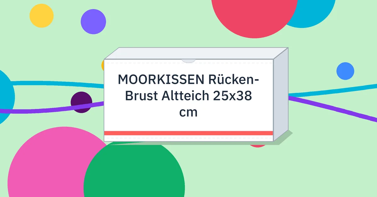 Symbolbild: Packung mit der Aufschrift MOORKISSEN Rücken-Brust Altteich 25x38 cm (PZN 04384902) – Verfügbarkeit und Bezug in Apotheken in Frankfurt am Main