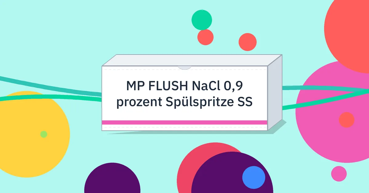Symbolbild: Packung mit der Aufschrift MP FLUSH NaCl 0,9 prozent Spülspritze SS (PZN 20369210) – Verfügbarkeit und Bezug in Apotheken in Frankfurt am Main
