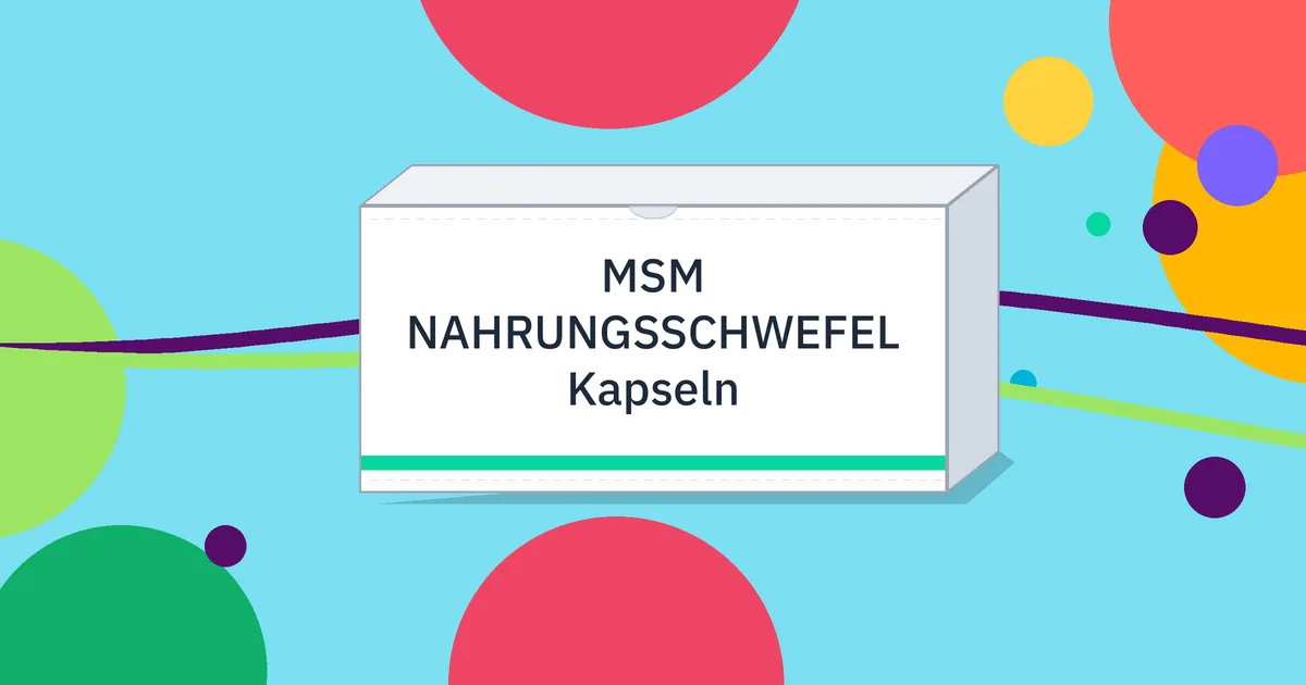 Symbolbild: Packung mit der Aufschrift MSM NAHRUNGSSCHWEFEL Kapseln (PZN 13886732) – Verfügbarkeit und Bezug in Apotheken in Frankfurt am Main