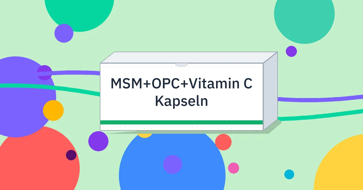 Symbolbild: Packung mit der Aufschrift MSM+OPC+Vitamin C Kapseln (PZN 15231774) – Verfügbarkeit und Bezug in Apotheken in Frankfurt am Main