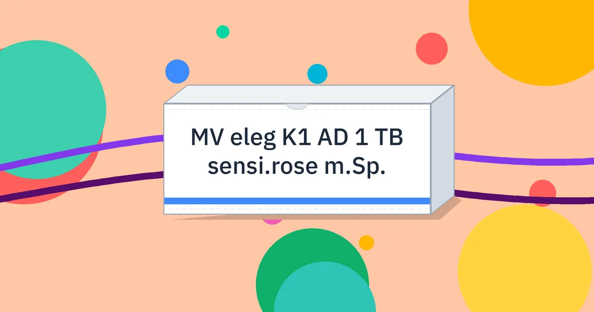 Symbolbild: Packung mit der Aufschrift MV eleg K1 AD 1 TB sensi.rose m.Sp. (PZN 14684829) – Verfügbarkeit und Bezug in Apotheken in Frankfurt am Main
