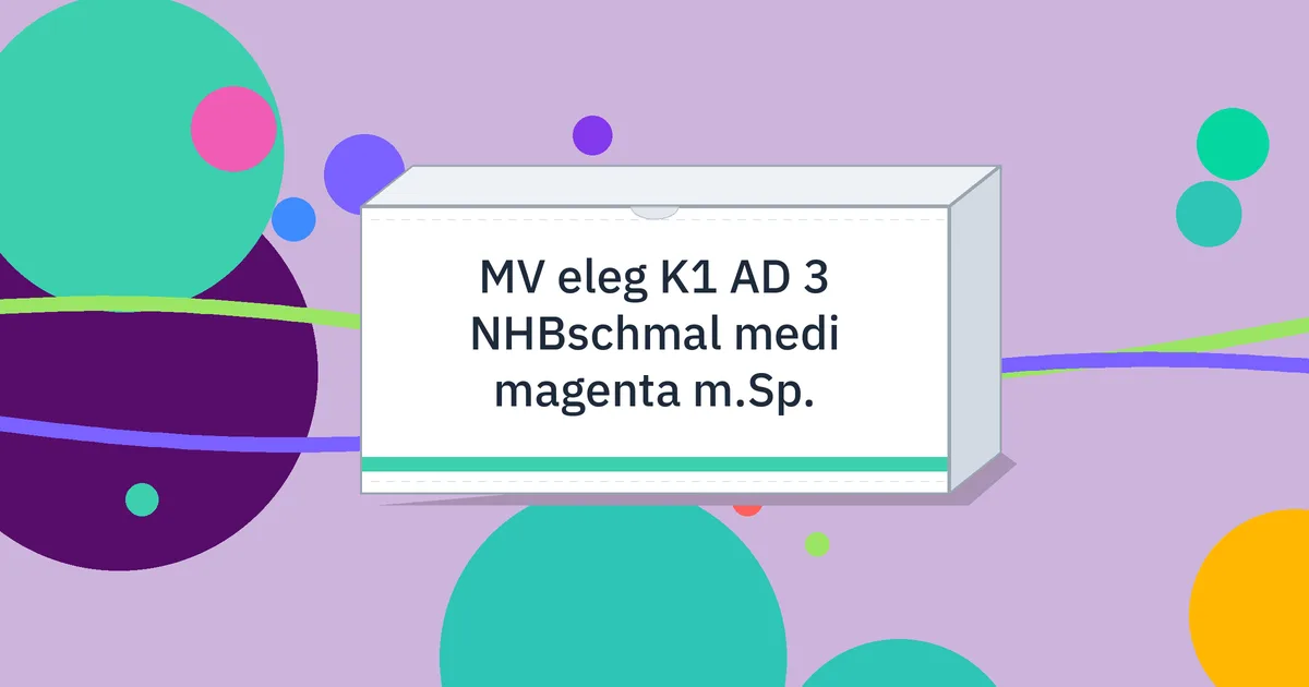 Symbolbild: Packung mit der Aufschrift MV eleg K1 AD 3 NHBschmal medi magenta m.Sp. (PZN 15673578) – Verfügbarkeit und Bezug in Apotheken in Frankfurt am Main