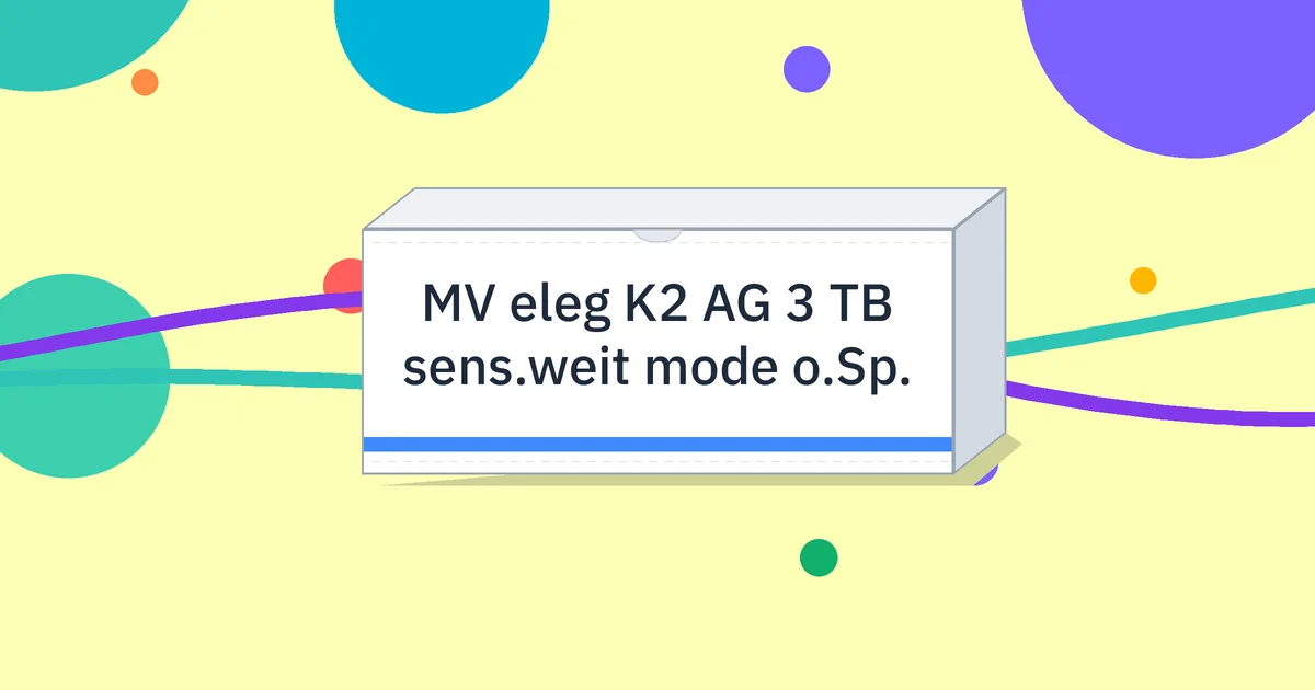 Symbolbild: Packung mit der Aufschrift MV eleg K2 AG 3 TB sens.weit mode o.Sp. (PZN 09867812) – Verfügbarkeit und Bezug in Apotheken in Frankfurt am Main