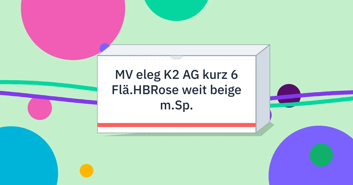 Symbolbild: Packung mit der Aufschrift MV eleg K2 AG kurz 6 Flä.HBRose weit beige m.Sp. (PZN 15706562) – Verfügbarkeit und Bezug in Apotheken in Frankfurt am Main
