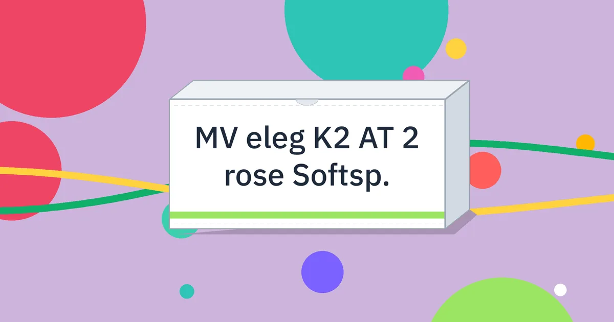 Symbolbild: Packung mit der Aufschrift MV eleg K2 AT 2 rose Softsp. (PZN 15286812) – Verfügbarkeit und Bezug in Apotheken in Frankfurt am Main
