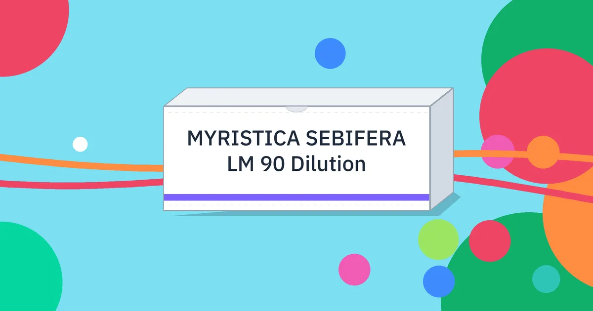 Symbolbild: Packung mit der Aufschrift MYRISTICA SEBIFERA LM 90 Dilution (PZN 13612851) – Verfügbarkeit und Bezug in Apotheken in Frankfurt am Main