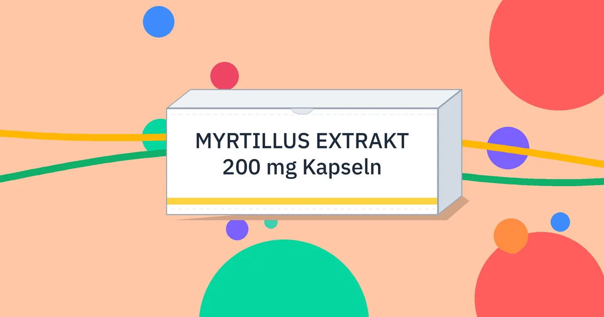 Symbolbild: Packung mit der Aufschrift MYRTILLUS EXTRAKT 200 mg Kapseln (PZN 09462848) – Verfügbarkeit und Bezug in Apotheken in Frankfurt am Main