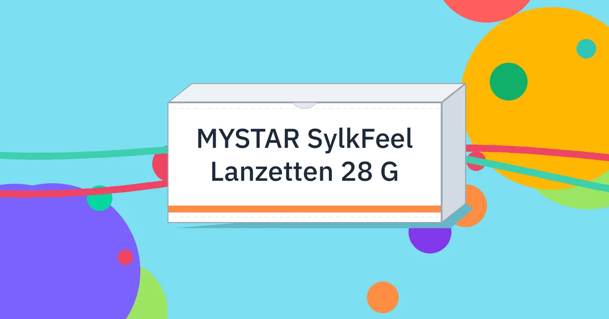 Symbolbild: Packung mit der Aufschrift MYSTAR SylkFeel Lanzetten 28 G (PZN 00950865) – Verfügbarkeit und Bezug in Apotheken in Frankfurt am Main
