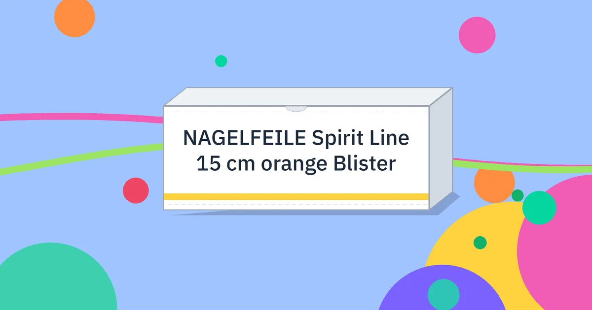 Symbolbild: Packung mit der Aufschrift NAGELFEILE Spirit Line 15 cm orange Blister (PZN 01580614) – Verfügbarkeit und Bezug in Apotheken in Frankfurt am Main