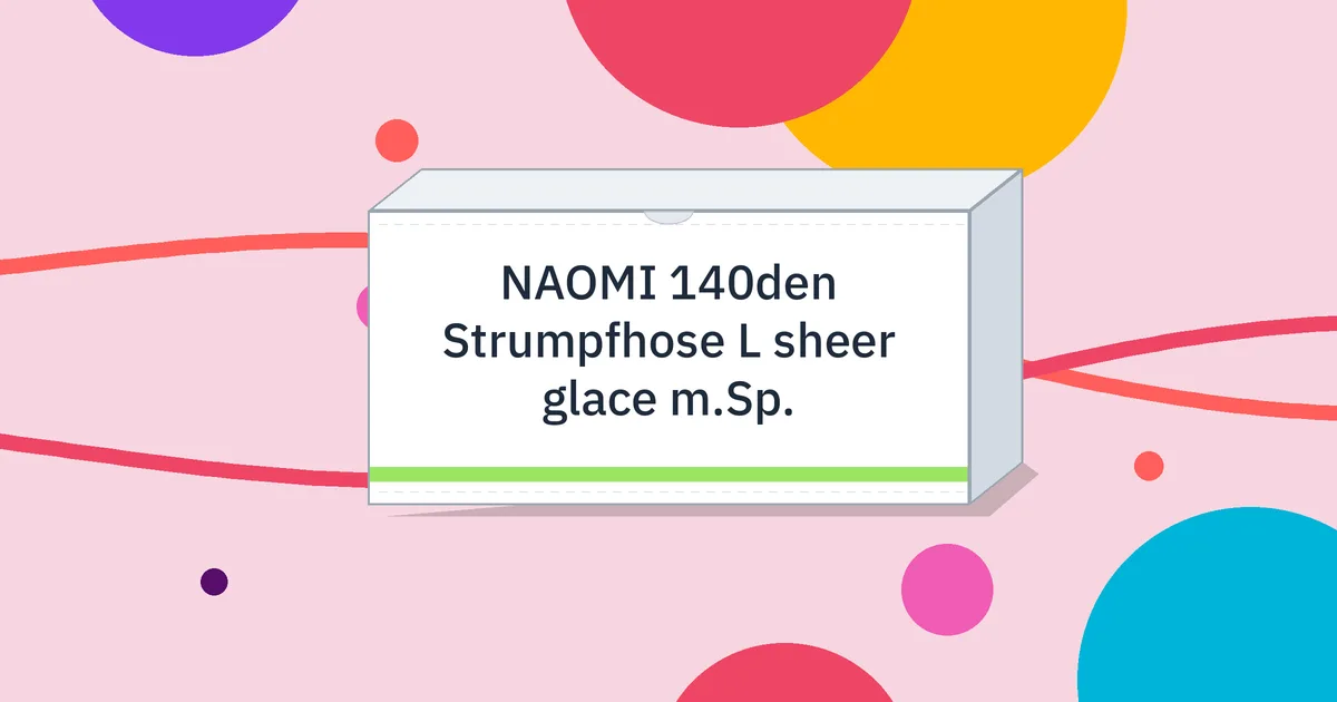 Symbolbild: Packung mit der Aufschrift NAOMI 140den Strumpfhose L sheer glace m.Sp. (PZN 16178214) – Verfügbarkeit und Bezug in Apotheken in Frankfurt am Main