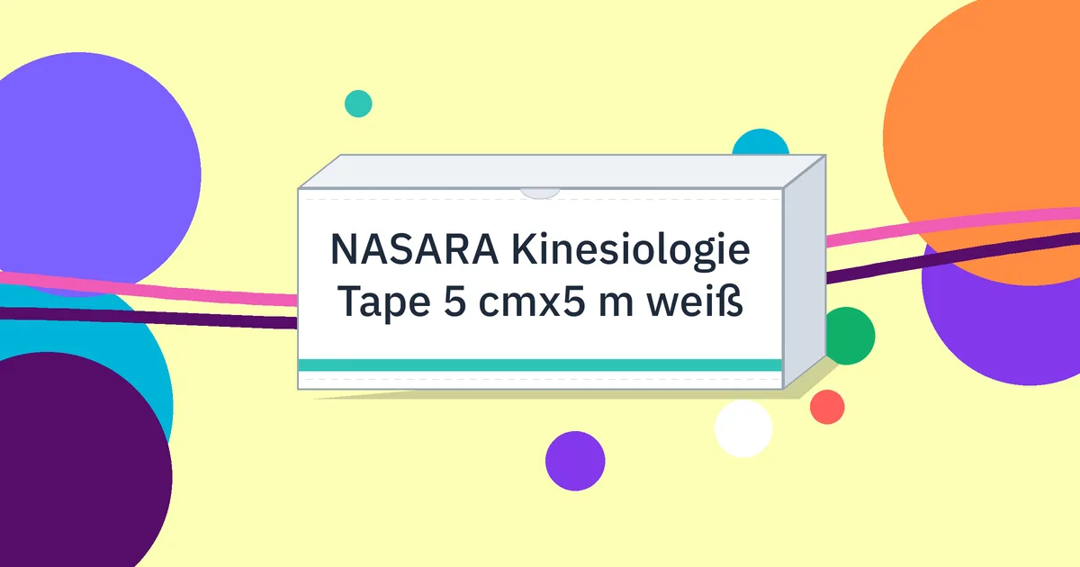 Symbolbild: Packung mit der Aufschrift NASARA Kinesiologie Tape 5 cmx5 m weiß (PZN 07142393) – Verfügbarkeit und Bezug in Apotheken in Frankfurt am Main