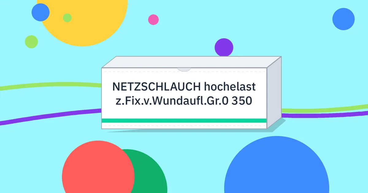 Symbolbild: Packung mit der Aufschrift NETZSCHLAUCH hochelast z.Fix.v.Wundaufl.Gr.0 350 (PZN 04303708) – Verfügbarkeit und Bezug in Apotheken in Frankfurt am Main