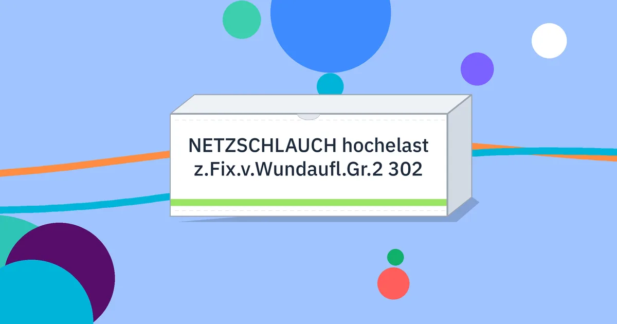 Symbolbild: Packung mit der Aufschrift NETZSCHLAUCH hochelast z.Fix.v.Wundaufl.Gr.2 302 (PZN 04303631) – Verfügbarkeit und Bezug in Apotheken in Frankfurt am Main