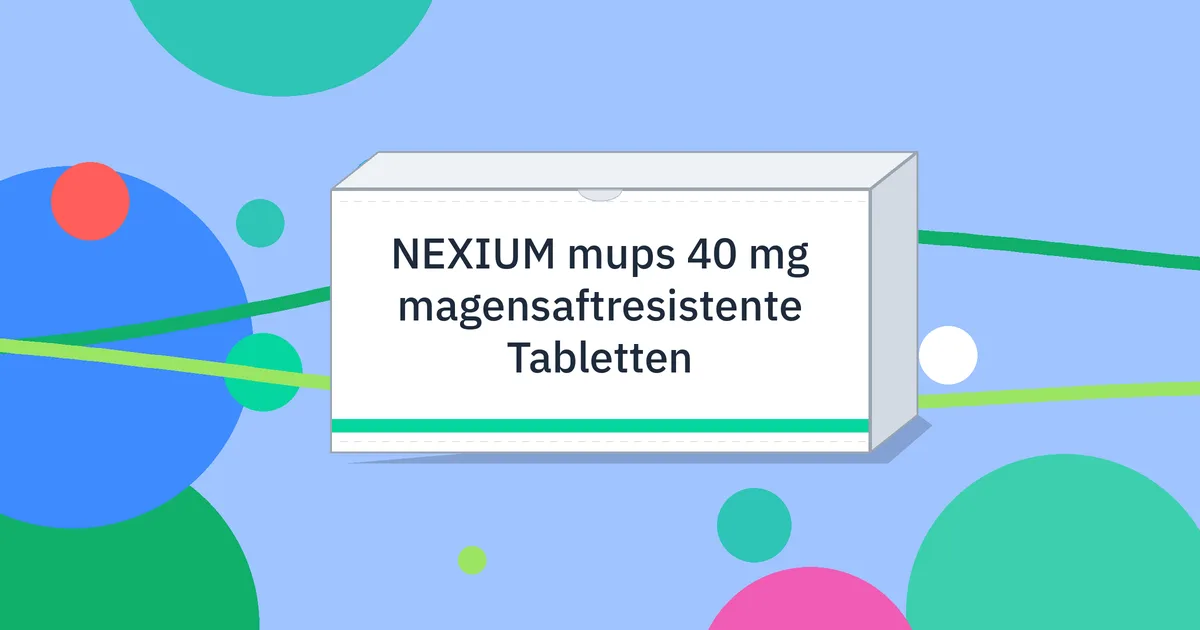 Symbolbild: Packung mit der Aufschrift NEXIUM mups 40 mg magensaftresistente Tabletten (PZN 01340152) – Verfügbarkeit und Bezug in Apotheken in Frankfurt am Main