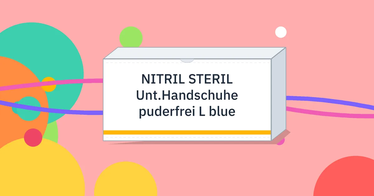 Symbolbild: Packung mit der Aufschrift NITRIL STERIL Unt.Handschuhe puderfrei L blue (PZN 19444225) – Verfügbarkeit und Bezug in Apotheken in Frankfurt am Main