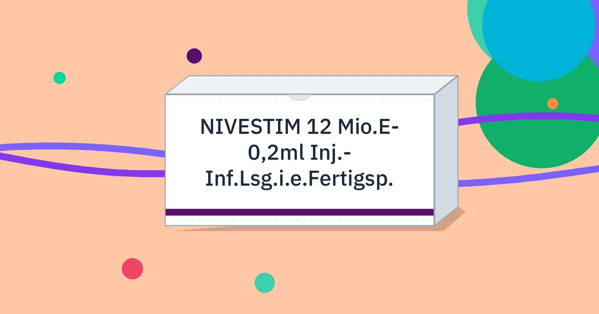Symbolbild: Packung mit der Aufschrift NIVESTIM 12 Mio.E-0,2ml Inj.-Inf.Lsg.i.e.Fertigsp. (PZN 06439441) – Verfügbarkeit und Bezug in Apotheken in Frankfurt am Main