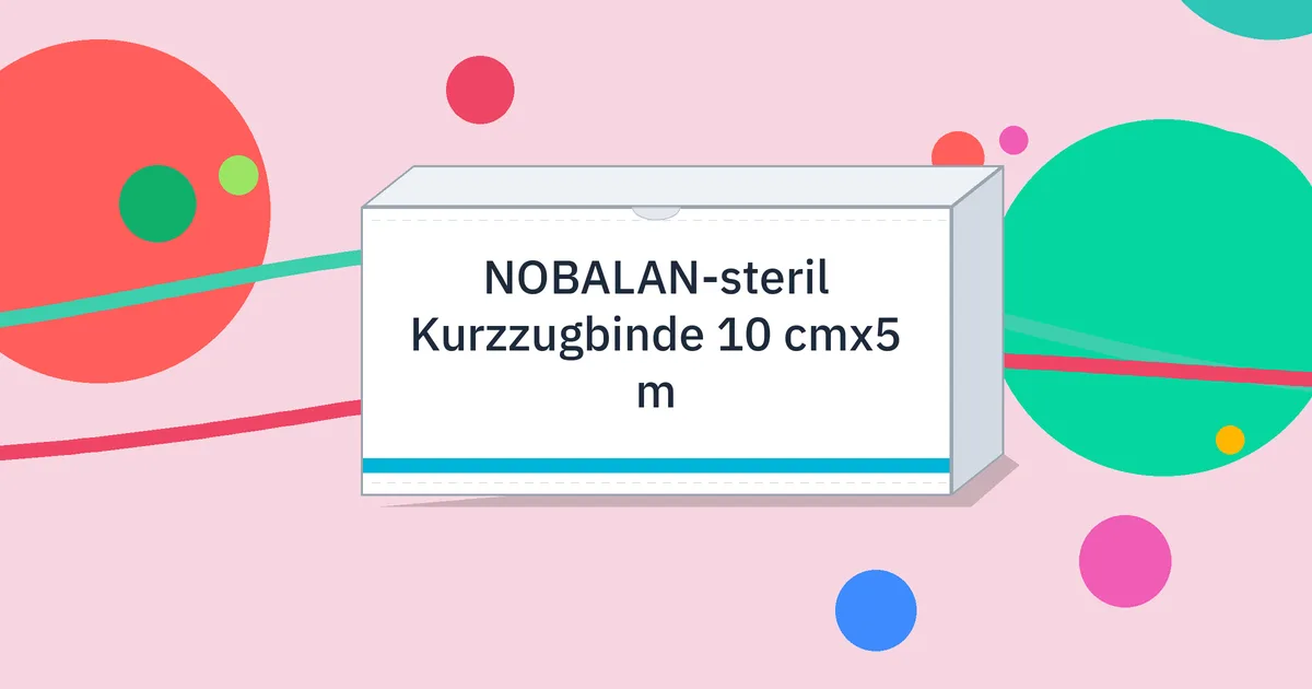 Symbolbild: Packung mit der Aufschrift NOBALAN-steril Kurzzugbinde 10 cmx5 m (PZN 08823698) – Verfügbarkeit und Bezug in Apotheken in Frankfurt am Main