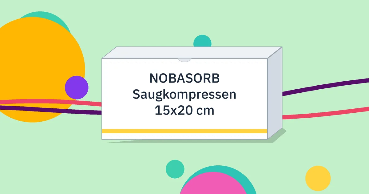 Symbolbild: Packung mit der Aufschrift NOBASORB Saugkompressen 15x20 cm (PZN 12500647) – Verfügbarkeit und Bezug in Apotheken in Frankfurt am Main