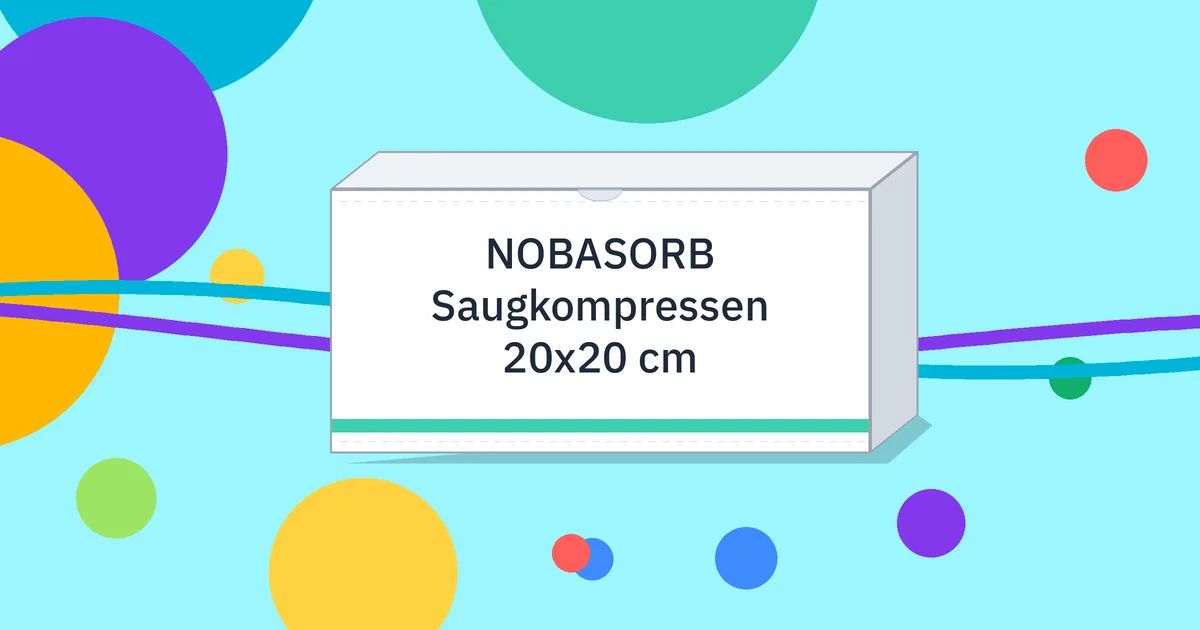 Symbolbild: Packung mit der Aufschrift NOBASORB Saugkompressen 20x20 cm (PZN 13981608) – Verfügbarkeit und Bezug in Apotheken in Frankfurt am Main