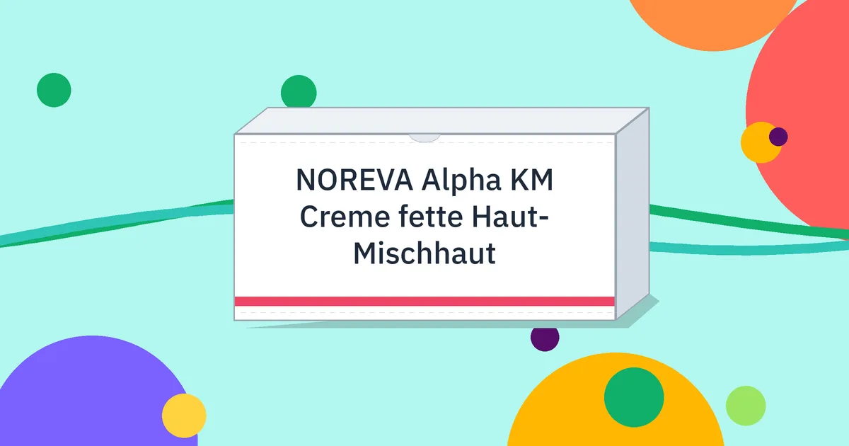 Symbolbild: Packung mit der Aufschrift NOREVA Alpha KM Creme fette Haut-Mischhaut (PZN 01839288) – Verfügbarkeit und Bezug in Apotheken in Frankfurt am Main