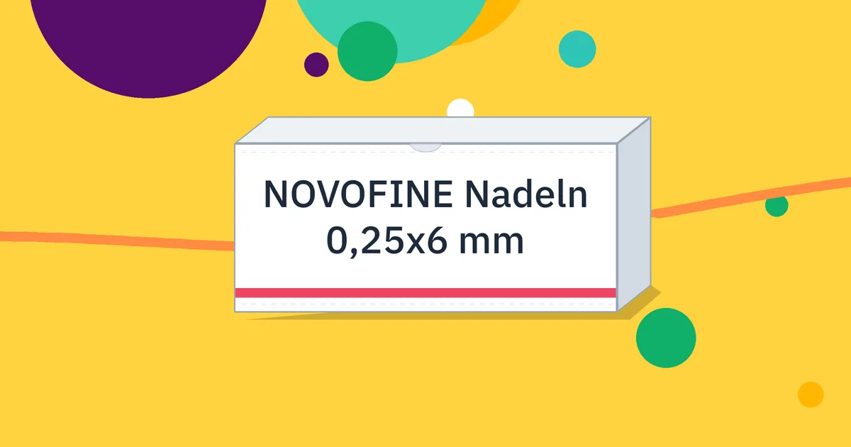 Symbolbild: Packung mit der Aufschrift NOVOFINE Nadeln 0,25x6 mm (PZN 03746071) – Verfügbarkeit und Bezug in Apotheken in Frankfurt am Main