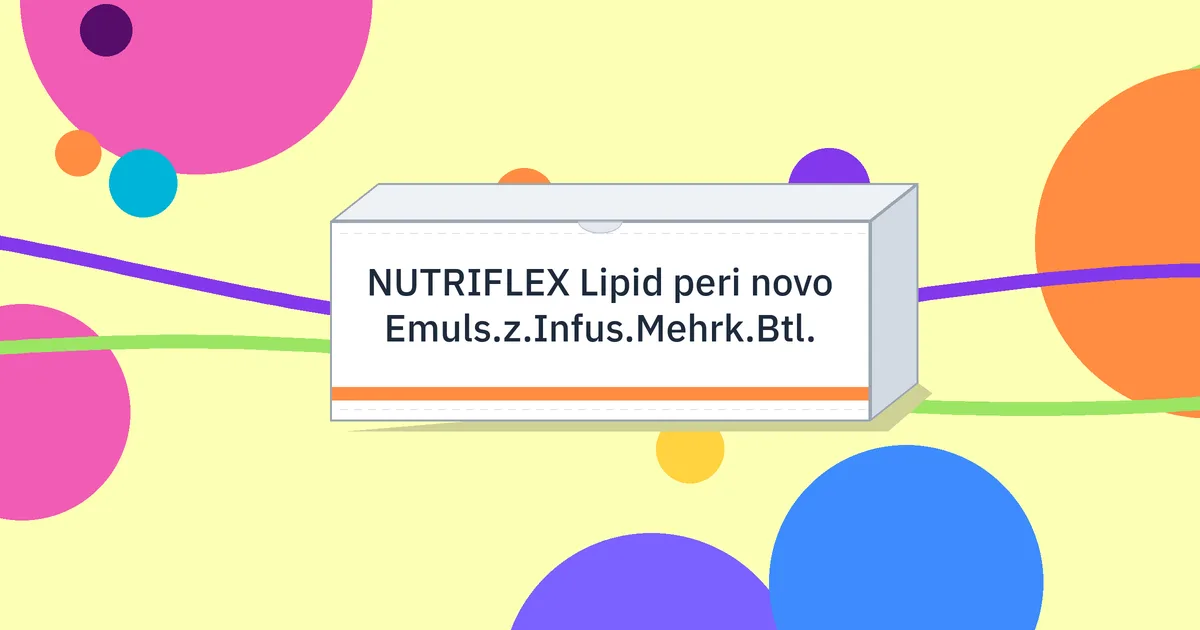 Symbolbild: Packung mit der Aufschrift NUTRIFLEX Lipid peri novo Emuls.z.Infus.Mehrk.Btl. (PZN 18116648) – Verfügbarkeit und Bezug in Apotheken in Frankfurt am Main
