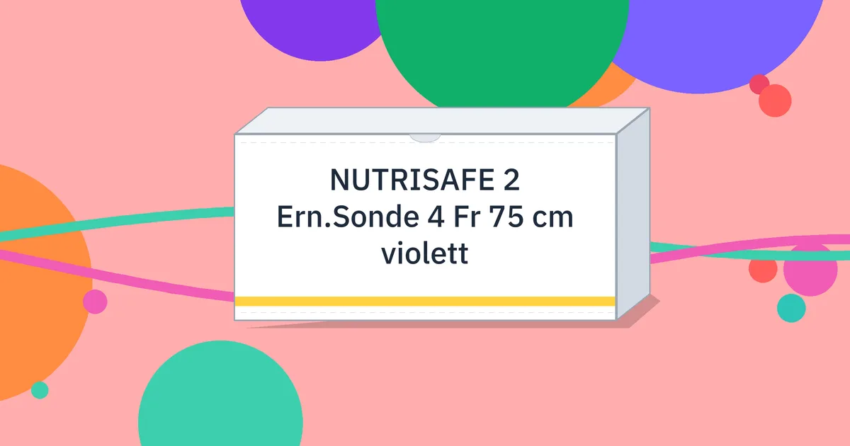 Symbolbild: Packung mit der Aufschrift NUTRISAFE 2 Ern.Sonde 4 Fr 75 cm violett (PZN 06847418) – Verfügbarkeit und Bezug in Apotheken in Frankfurt am Main