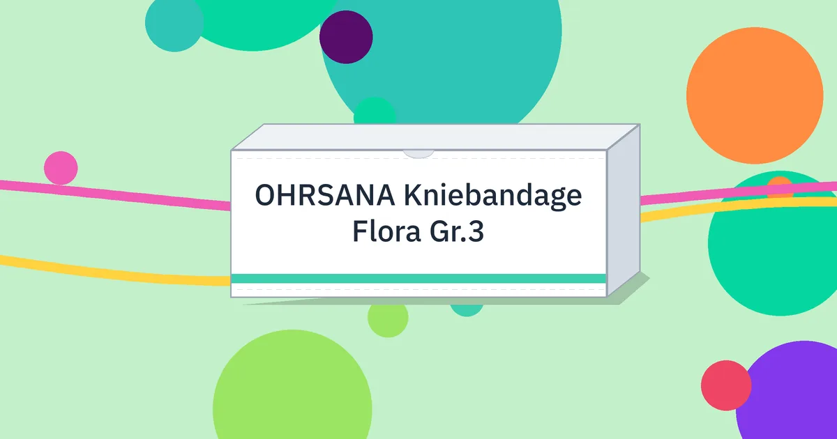 Symbolbild: Packung mit der Aufschrift OHRSANA Kniebandage Flora Gr.3 (PZN 07121238) – Verfügbarkeit und Bezug in Apotheken in Frankfurt am Main