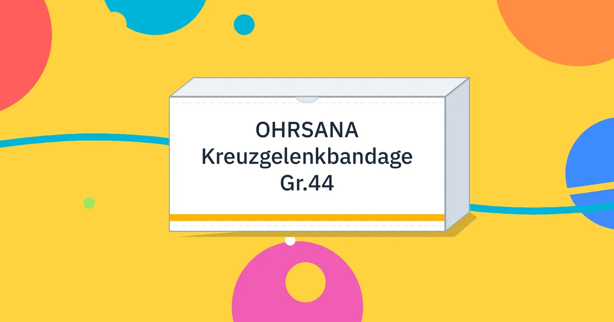 Symbolbild: Packung mit der Aufschrift OHRSANA Kreuzgelenkbandage Gr.44 (PZN 02670087) – Verfügbarkeit und Bezug in Apotheken in Frankfurt am Main