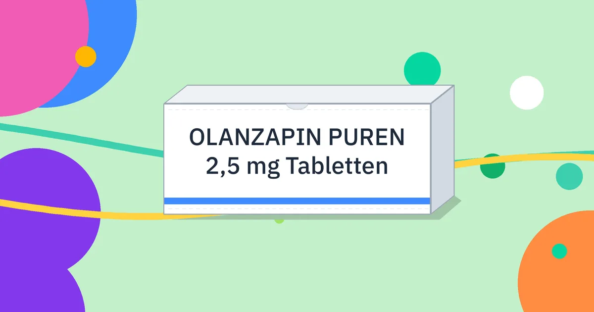 Symbolbild: Packung mit der Aufschrift OLANZAPIN PUREN 2,5 mg Tabletten (PZN 13422435) – Verfügbarkeit und Bezug in Apotheken in Frankfurt am Main
