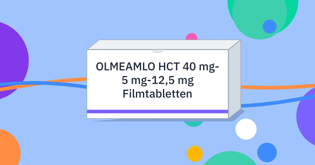 Symbolbild: Packung mit der Aufschrift OLMEAMLO HCT 40 mg-5 mg-12,5 mg Filmtabletten (PZN 16784624) – Verfügbarkeit und Bezug in Apotheken in Frankfurt am Main