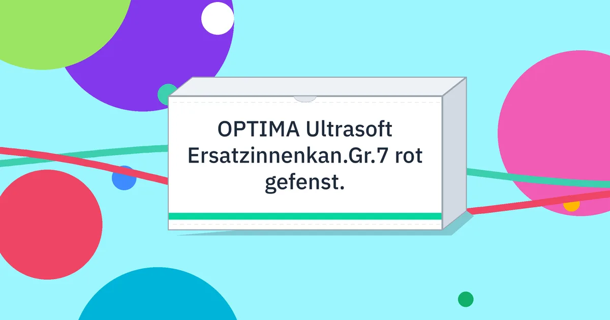 Symbolbild: Packung mit der Aufschrift OPTIMA Ultrasoft Ersatzinnenkan.Gr.7 rot gefenst. (PZN 10338898) – Verfügbarkeit und Bezug in Apotheken in Frankfurt am Main