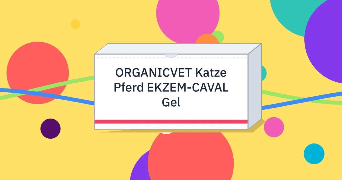 Symbolbild: Packung mit der Aufschrift ORGANICVET Katze Pferd EKZEM-CAVAL Gel (PZN 12354157) – Verfügbarkeit und Bezug in Apotheken in Frankfurt am Main