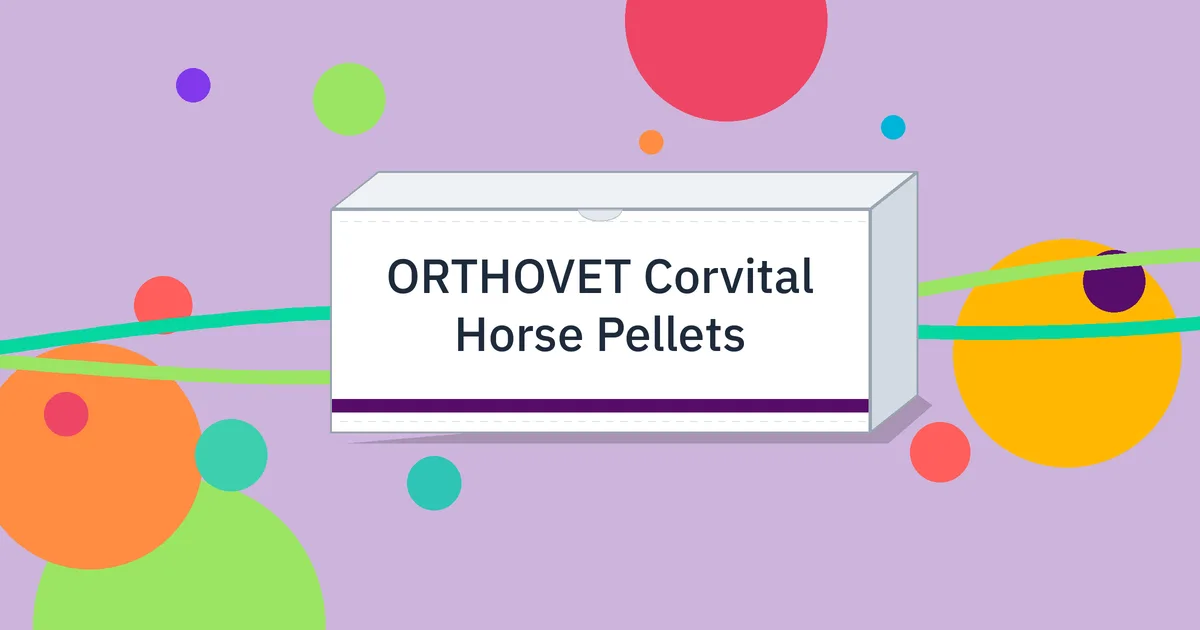 Symbolbild: Packung mit der Aufschrift ORTHOVET Corvital Horse Pellets (PZN 14319998) – Verfügbarkeit und Bezug in Apotheken in Frankfurt am Main