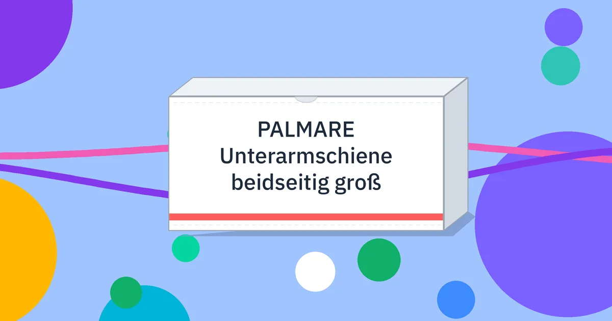 Symbolbild: Packung mit der Aufschrift PALMARE Unterarmschiene beidseitig groß (PZN 00758903) – Verfügbarkeit und Bezug in Apotheken in Frankfurt am Main