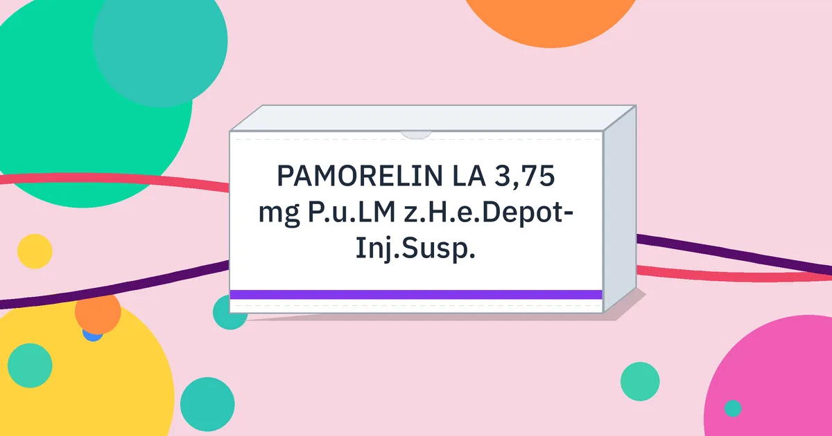 Symbolbild: Packung mit der Aufschrift PAMORELIN LA 3,75 mg P.u.LM z.H.e.Depot-Inj.Susp. (PZN 01010845) – Verfügbarkeit und Bezug in Apotheken in Frankfurt am Main