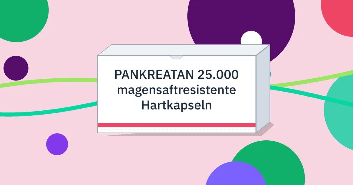 Symbolbild: Packung mit der Aufschrift PANKREATAN 25.000 magensaftresistente Hartkapseln (PZN 06890029) – Verfügbarkeit und Bezug in Apotheken in Frankfurt am Main
