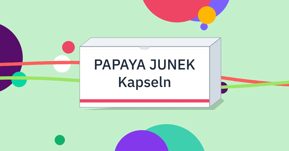 Symbolbild: Packung mit der Aufschrift PAPAYA JUNEK Kapseln (PZN 03498940) – Verfügbarkeit und Bezug in Apotheken in Frankfurt am Main