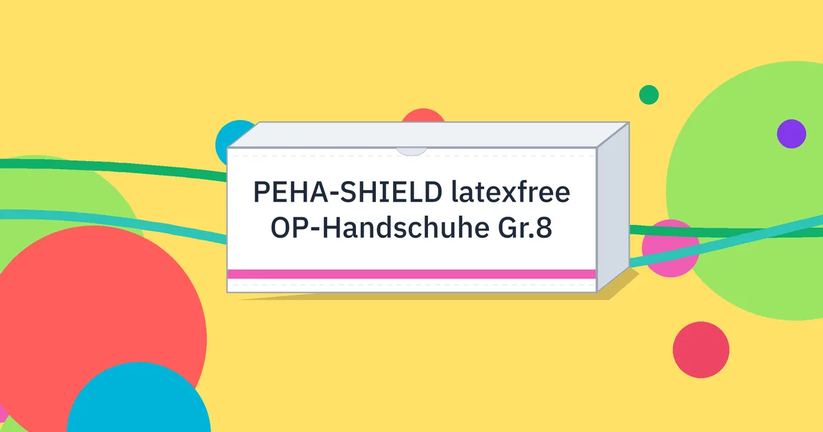 Symbolbild: Packung mit der Aufschrift PEHA-SHIELD latexfree OP-Handschuhe Gr.8 (PZN 10387419) – Verfügbarkeit und Bezug in Apotheken in Frankfurt am Main
