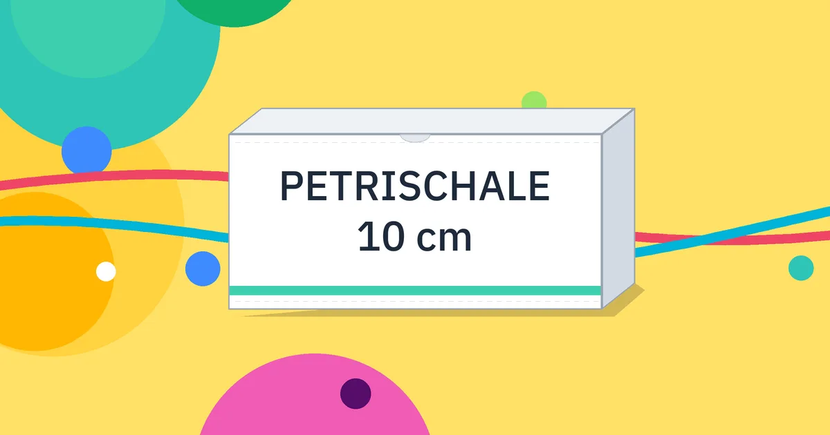Symbolbild: Packung mit der Aufschrift PETRISCHALE 10 cm (PZN 01040763) – Verfügbarkeit und Bezug in Apotheken in Frankfurt am Main