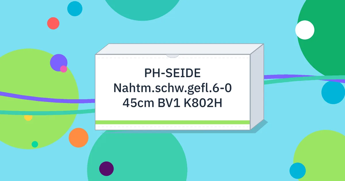 Symbolbild: Packung mit der Aufschrift PH-SEIDE Nahtm.schw.gefl.6-0 45cm BV1 K802H (PZN 16253795) – Verfügbarkeit und Bezug in Apotheken in Frankfurt am Main