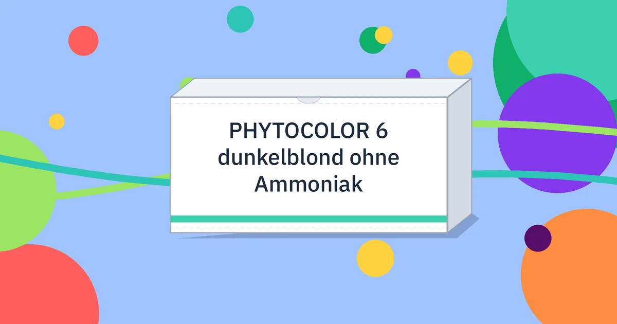 Symbolbild: Packung mit der Aufschrift PHYTOCOLOR 6 dunkelblond ohne Ammoniak (PZN 14410196) – Verfügbarkeit und Bezug in Apotheken in Frankfurt am Main