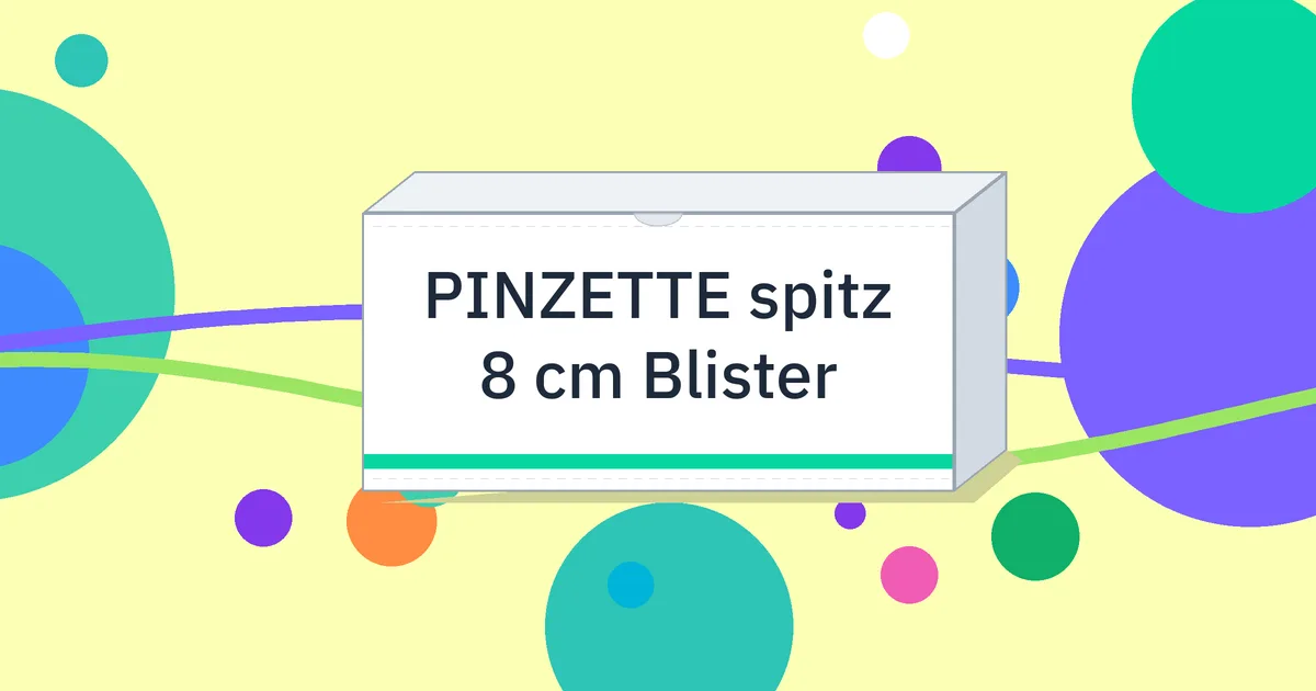 Symbolbild: Packung mit der Aufschrift PINZETTE spitz 8 cm Blister (PZN 10350304) – Verfügbarkeit und Bezug in Apotheken in Frankfurt am Main