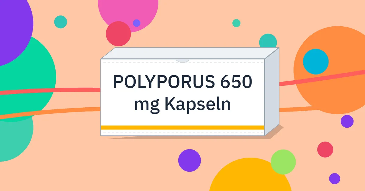 Symbolbild: Packung mit der Aufschrift POLYPORUS 650 mg Kapseln (PZN 16663079) – Verfügbarkeit und Bezug in Apotheken in Frankfurt am Main